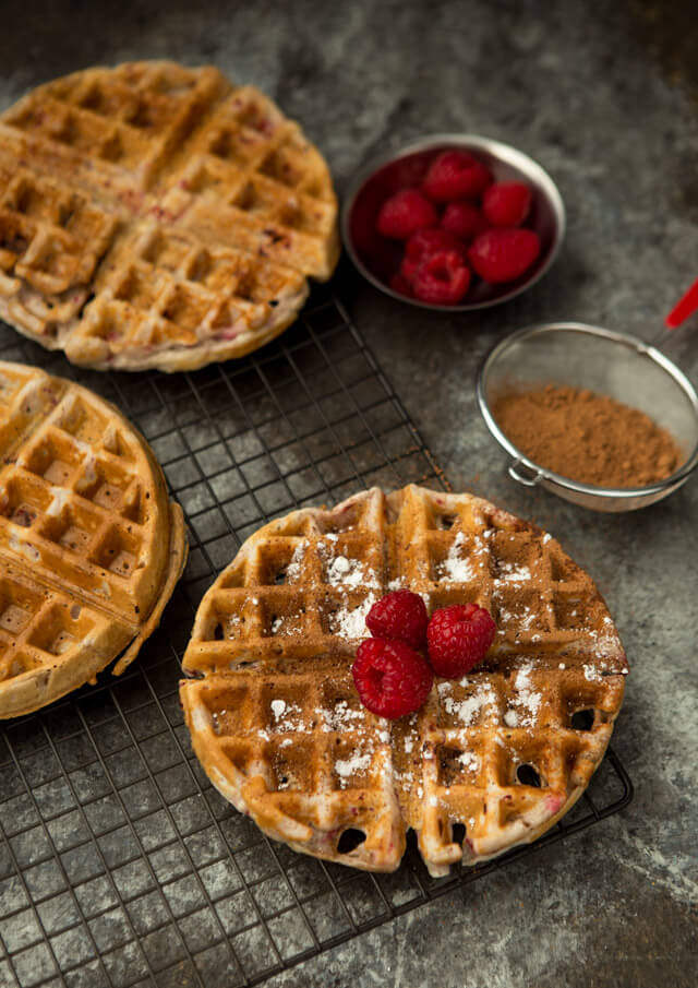 Raspberry Chocolate Waffles | A Zesty Bite